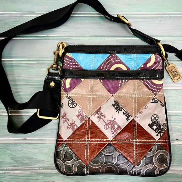 Coach | Bags | Coach Mixed Materials And Leather Crossbody Shoulder Bag ...